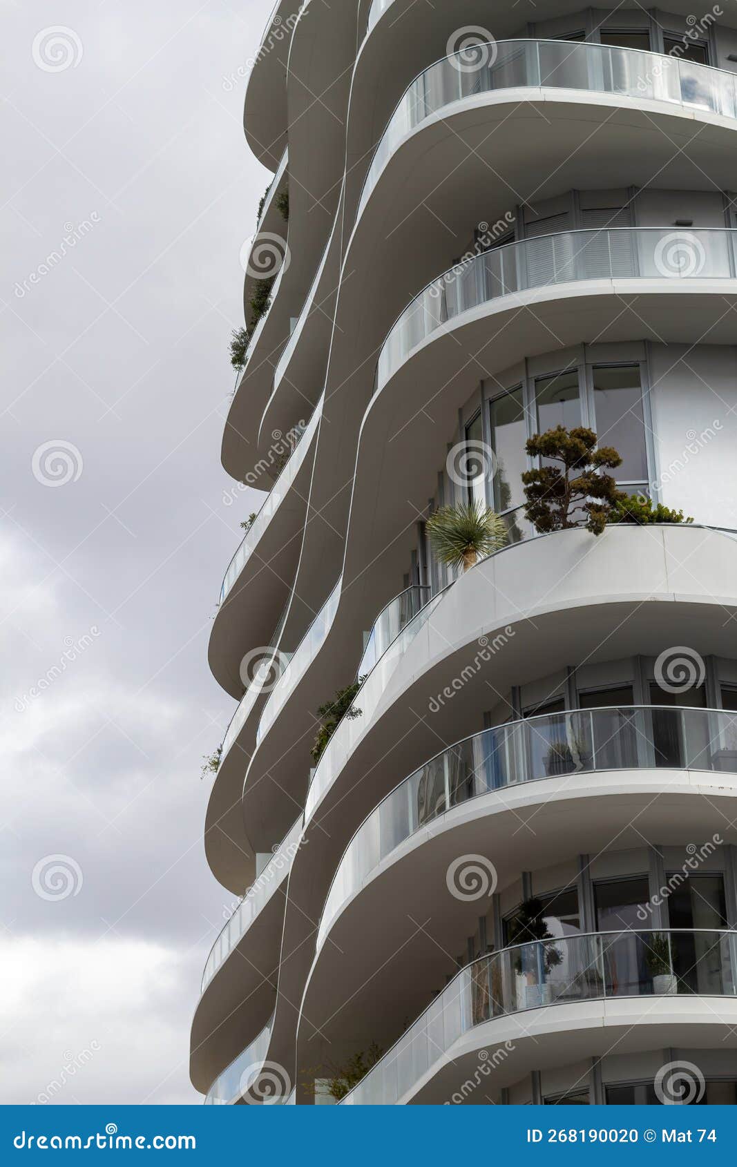 A Modern Building with Balconies Stock Photo - Image of blue, facade ...