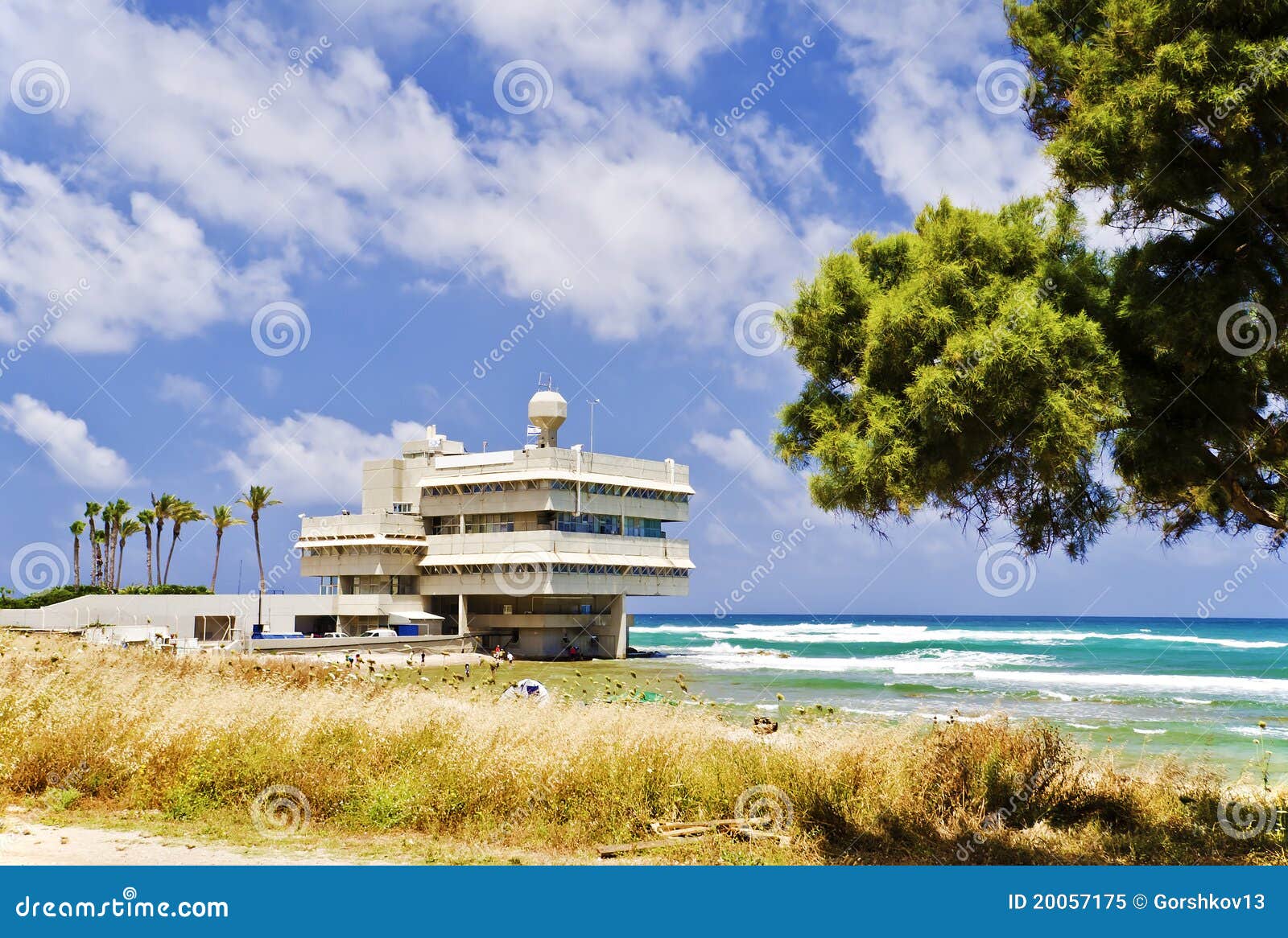 Modern Building on Beach of Haifa Bay, Israel Stock Image - Image of ...