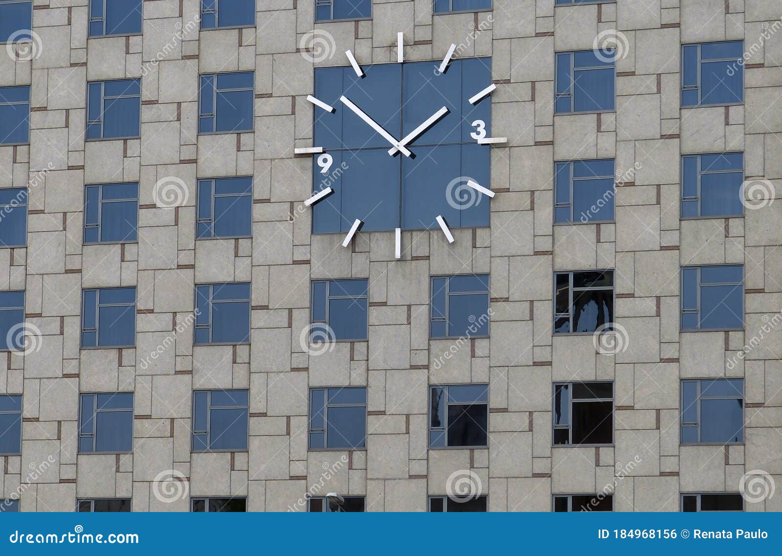 Modern Building with a Big Clock in the Glass Windows Editorial Photo ...