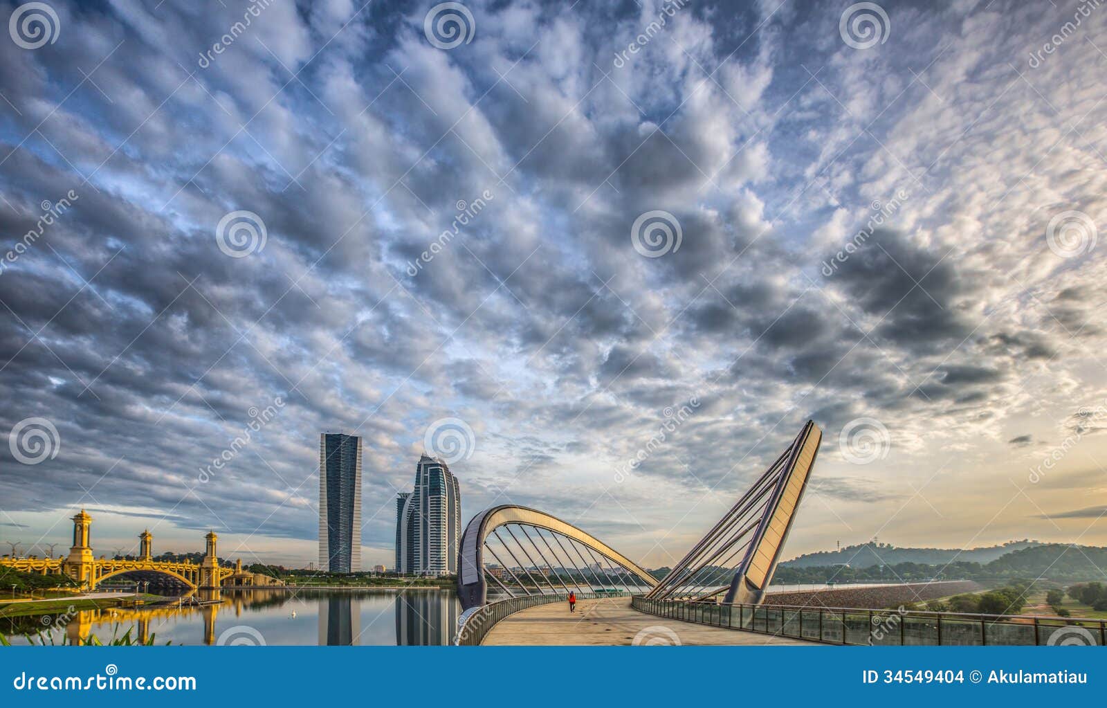 Modern Building and Bridge III Stock Photo - Image of landscape ...