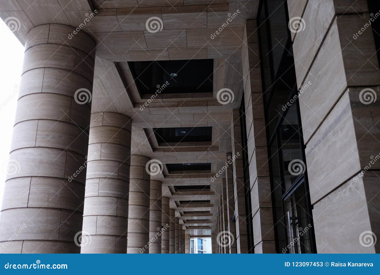 Modern Building with Columns in a Row Stock Image - Image of exterior ...