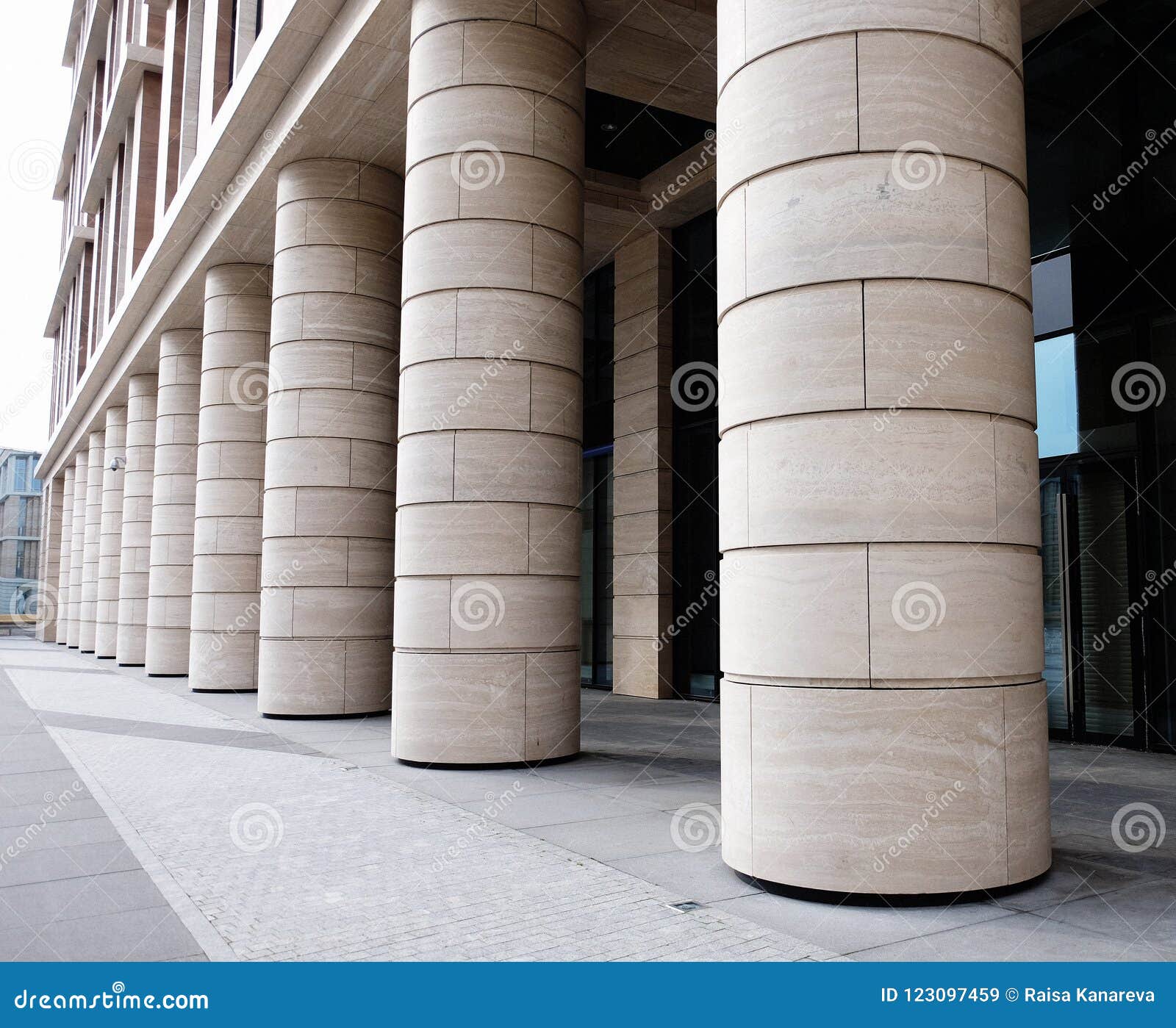 Modern Building with Columns in a Row Stock Image - Image of detail ...