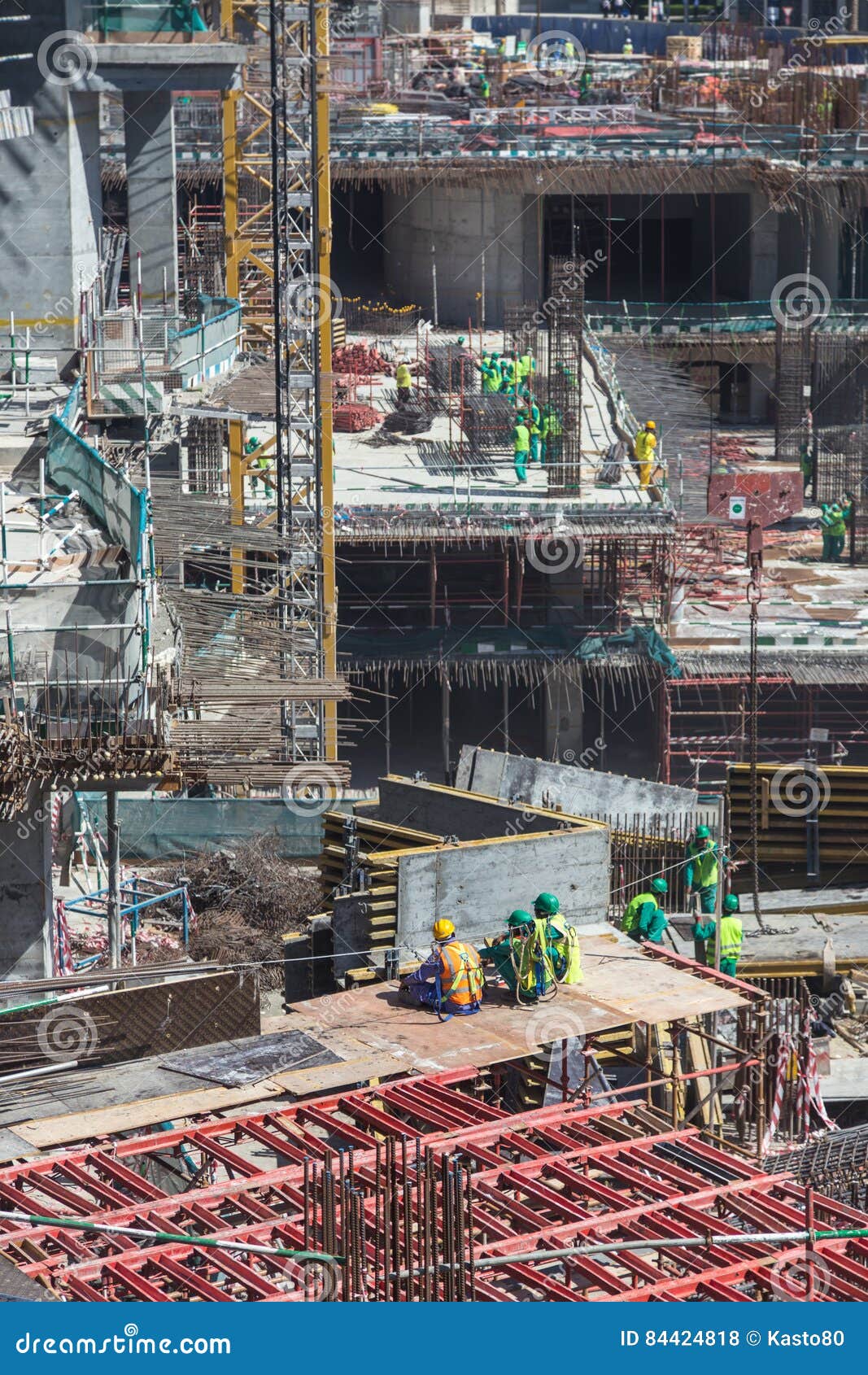 Modern Building Constraction Site Works. Stock Photo - Image of crane ...