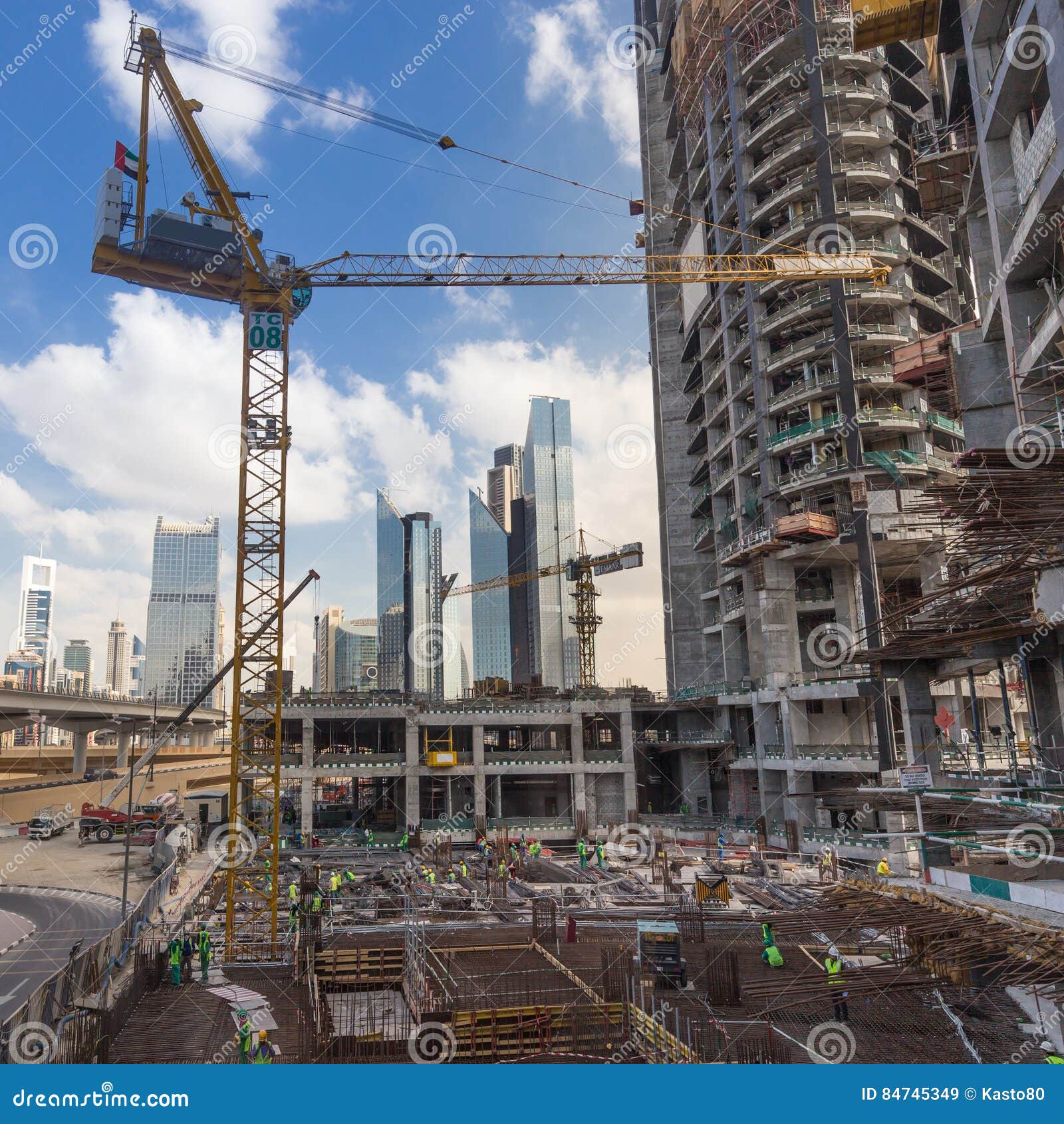 Modern Building Constraction Site Works. Editorial Stock Image - Image ...