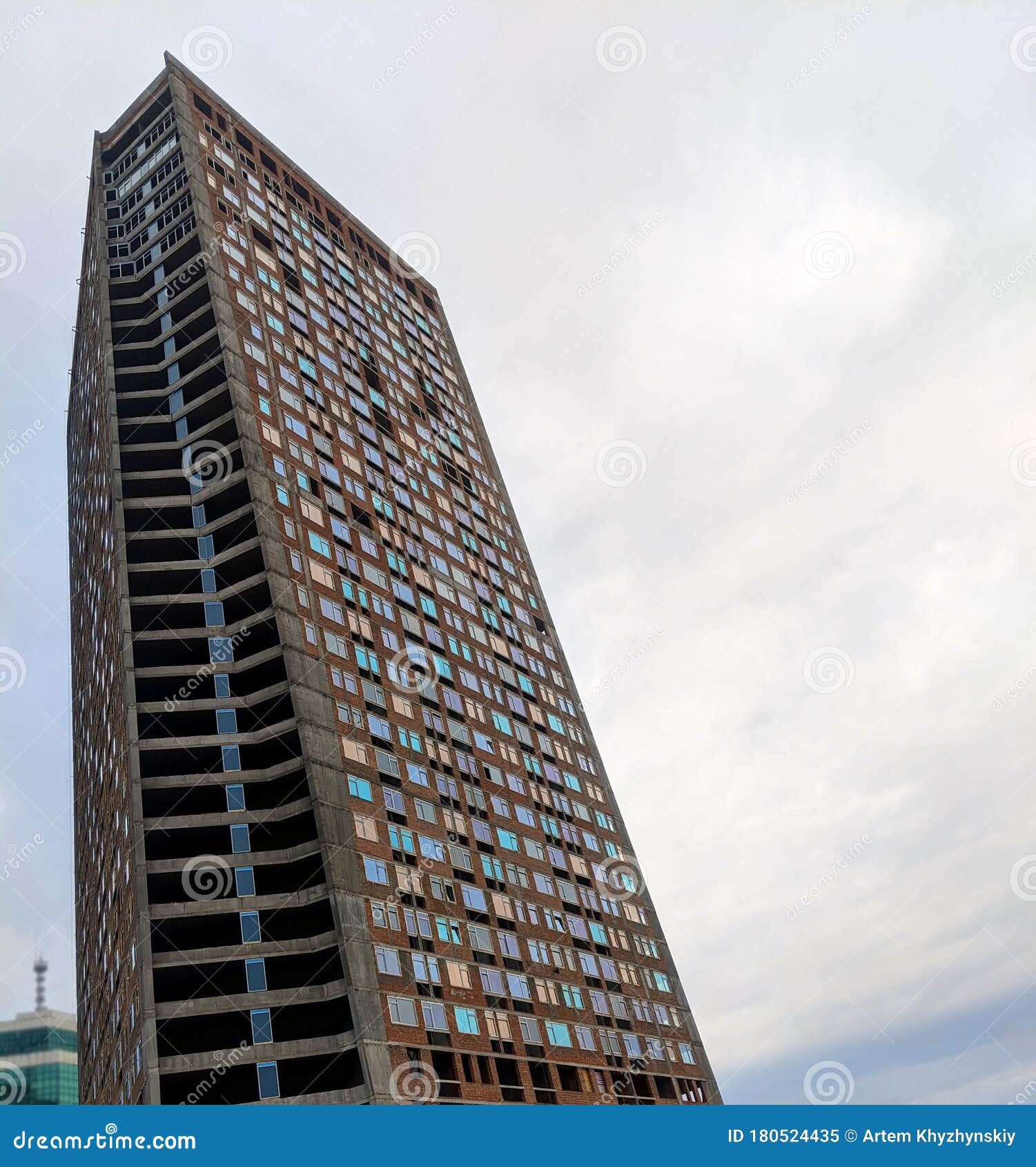 Modern Building Construction with Curved Diagonal Shape Stock Image ...