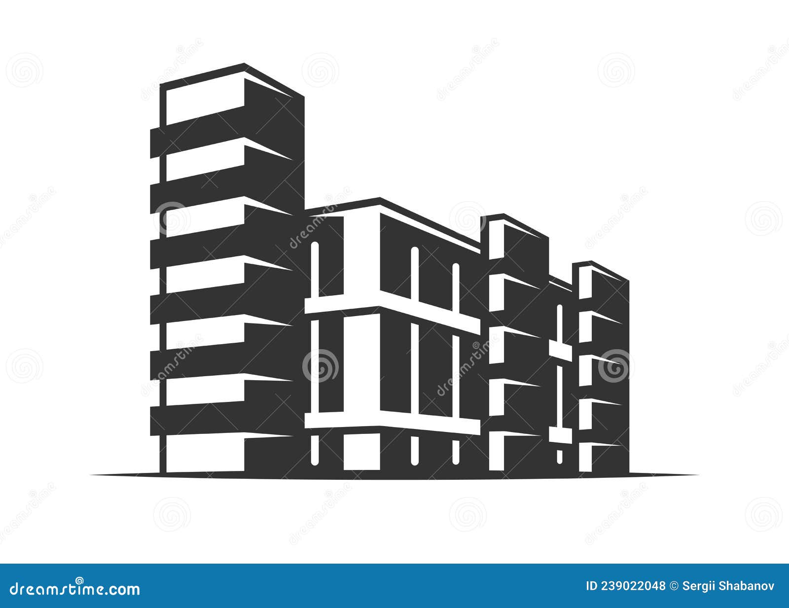 Modern Building Construction Isolated on White Background Stock Vector ...