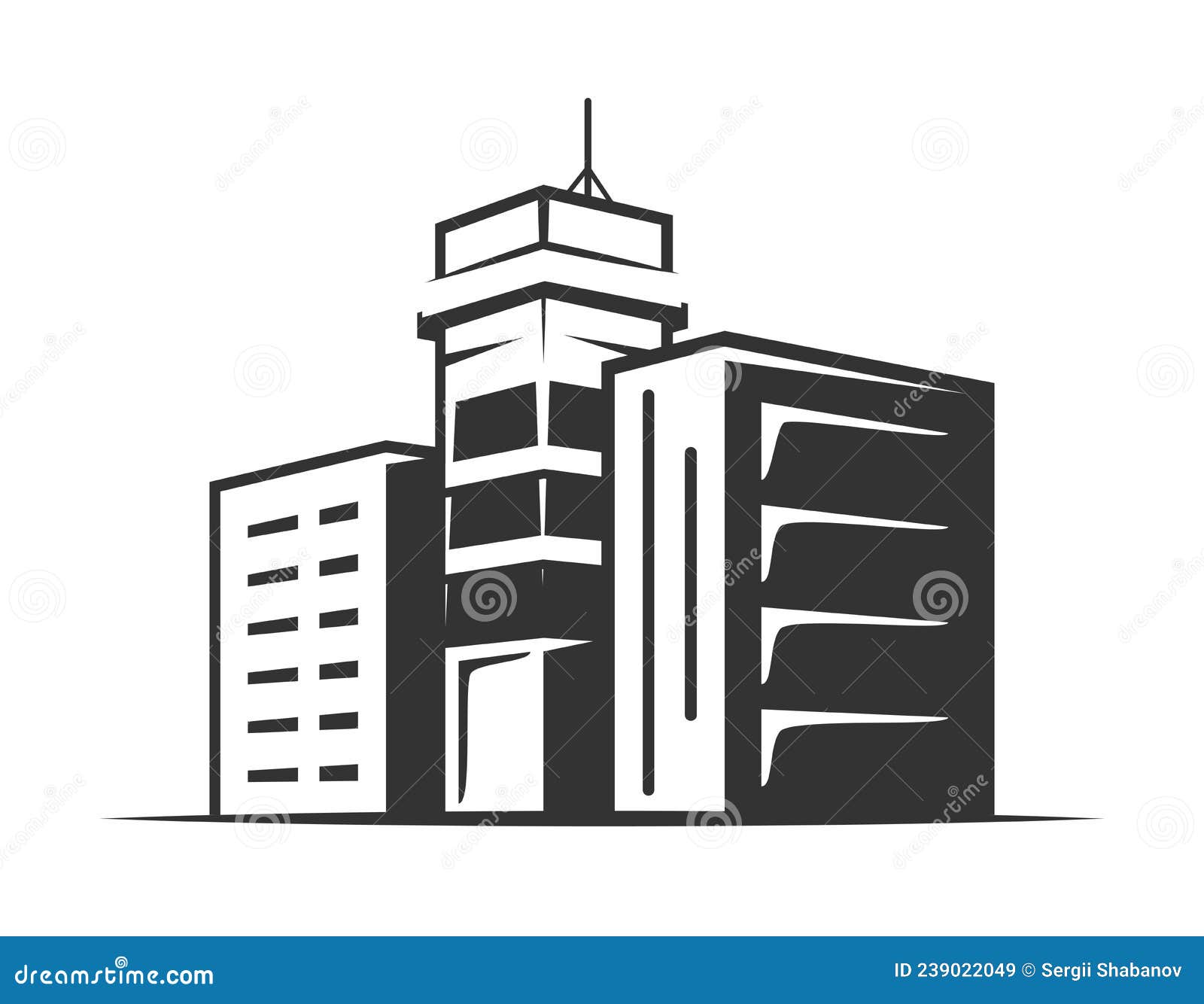 Modern Building Construction Isolated on White Background Stock Vector ...