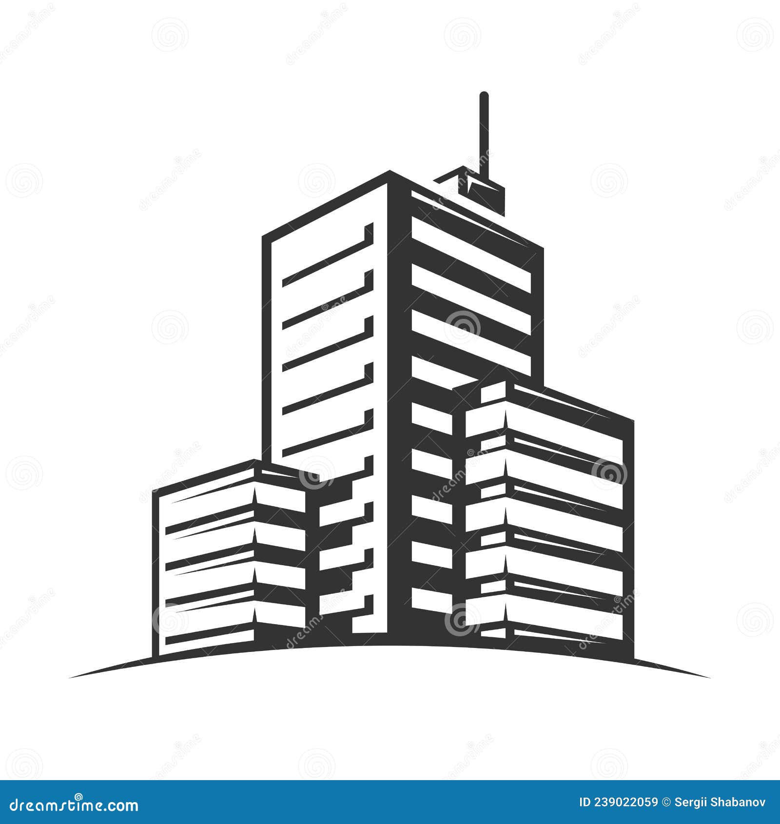 Modern Building Construction Isolated on White Background Stock Vector ...