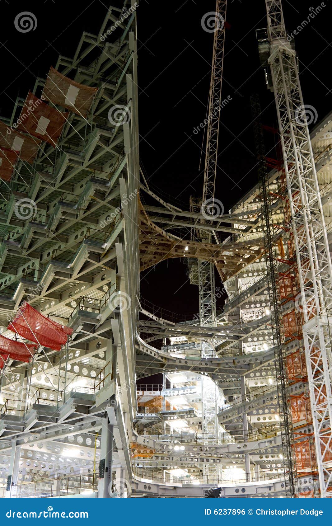 Modern Building Construction at Night Stock Photo - Image of tall ...