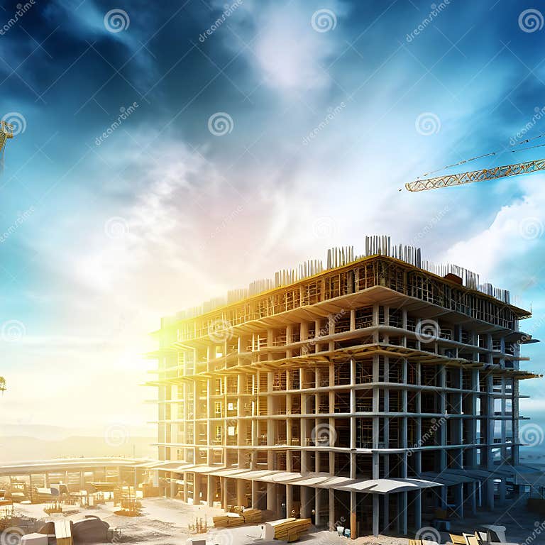 Modern Building Construction Structure with Beautiful Sky Scenery Ai ...
