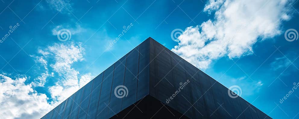 Modern Building Corner with Clear Blue Sky and Clouds, Architectural ...