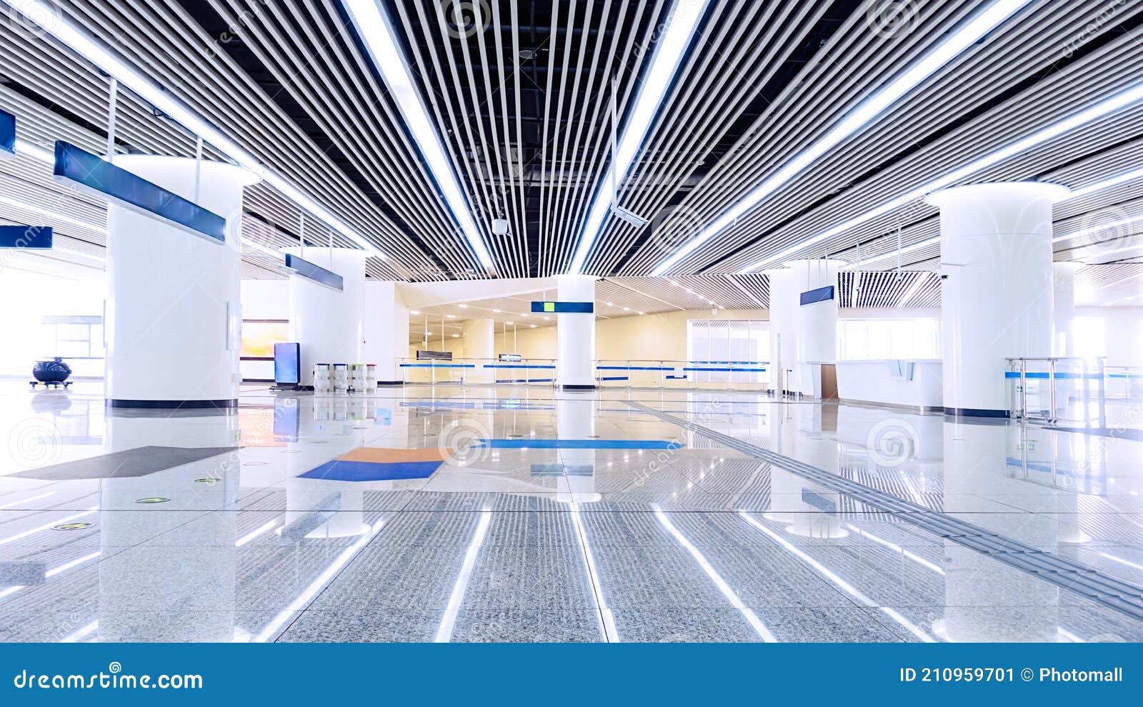 Modern Building Exterior In Frontal View With Horizontal Blinds Royalty ...