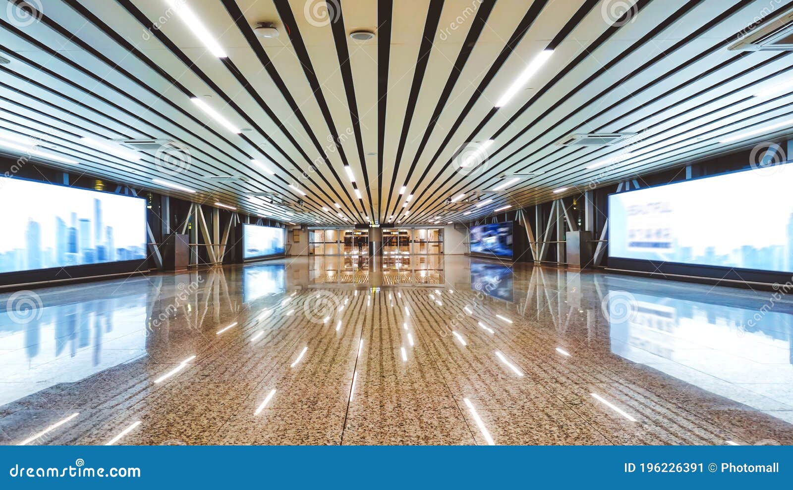 Modern Building Corridor Ceiling Light Stock Image - Image of hall ...