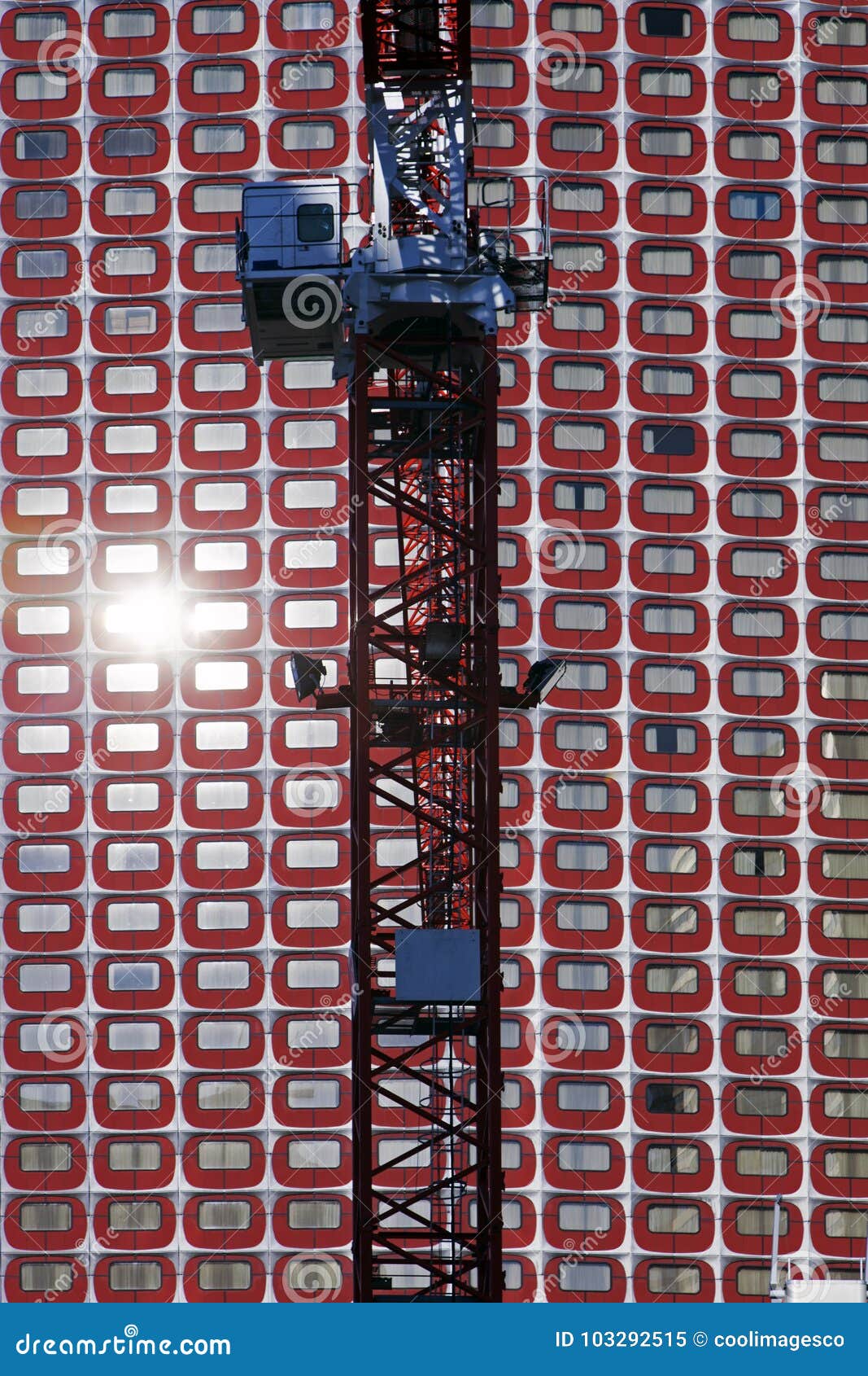 A Modern Building and a Crane in Front of it Stock Image - Image of ...