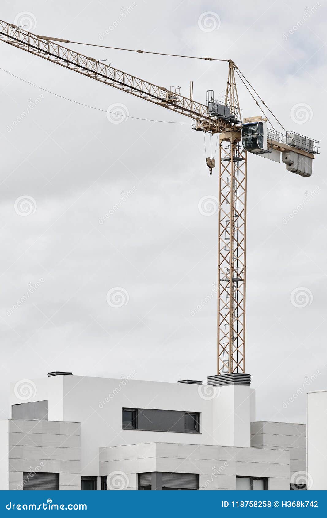 Modern Building and Crane Machinery Structure. Construction Industry ...