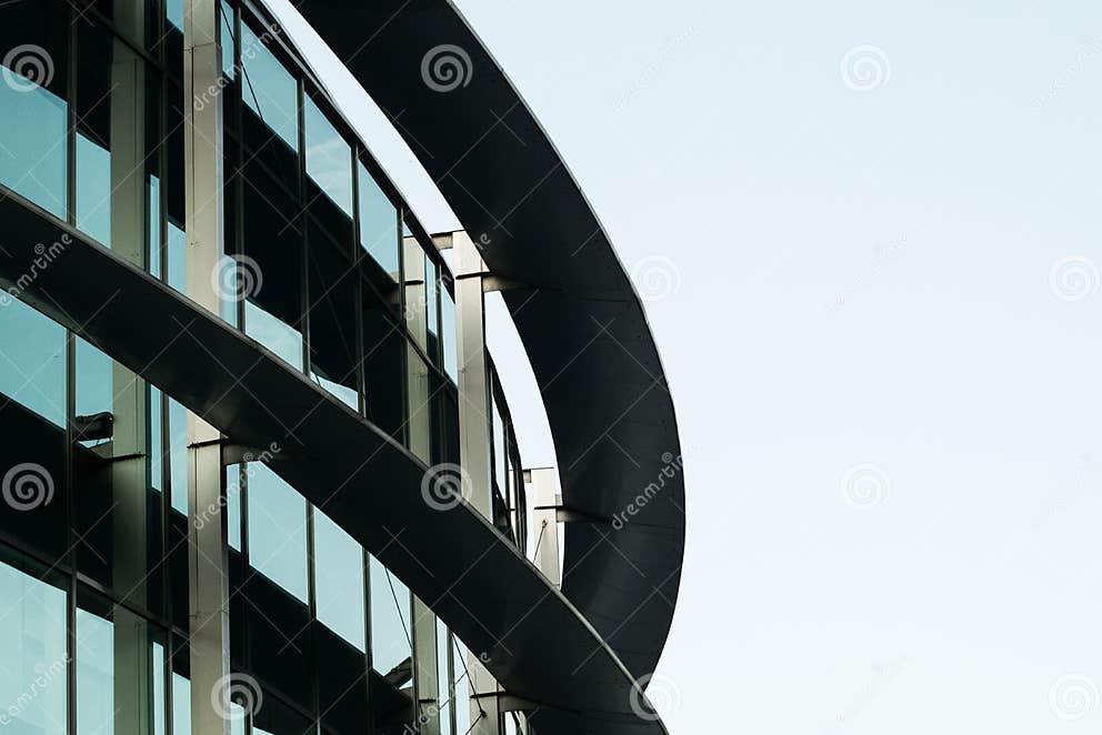 Modern Building at Dark Sky Background Stock Image - Image of glass ...