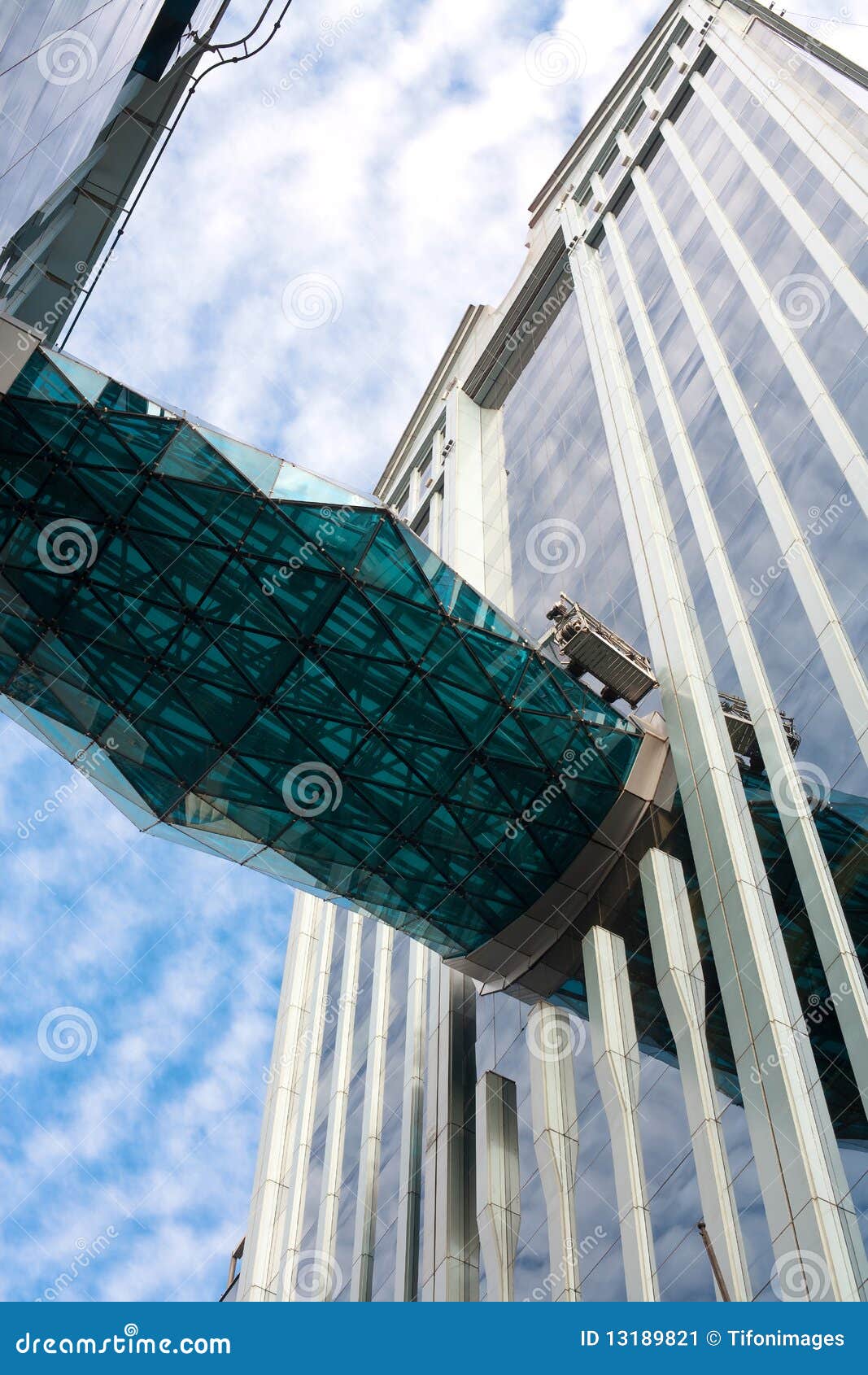 Modern Building and Elevated Footbridge Stock Image - Image of american ...