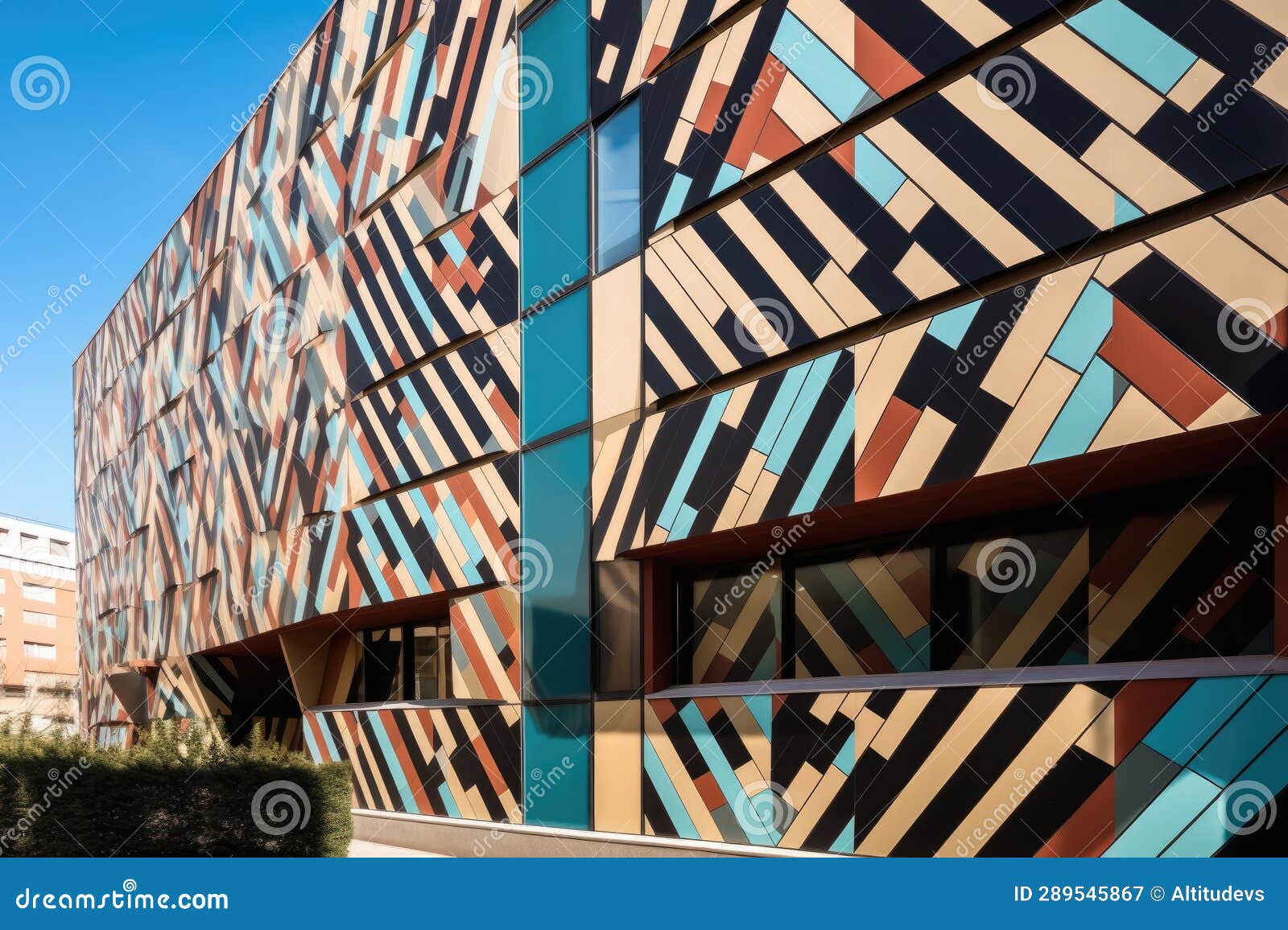 Modern Building Facade with Abstract Patterns and Geometric Shapes ...