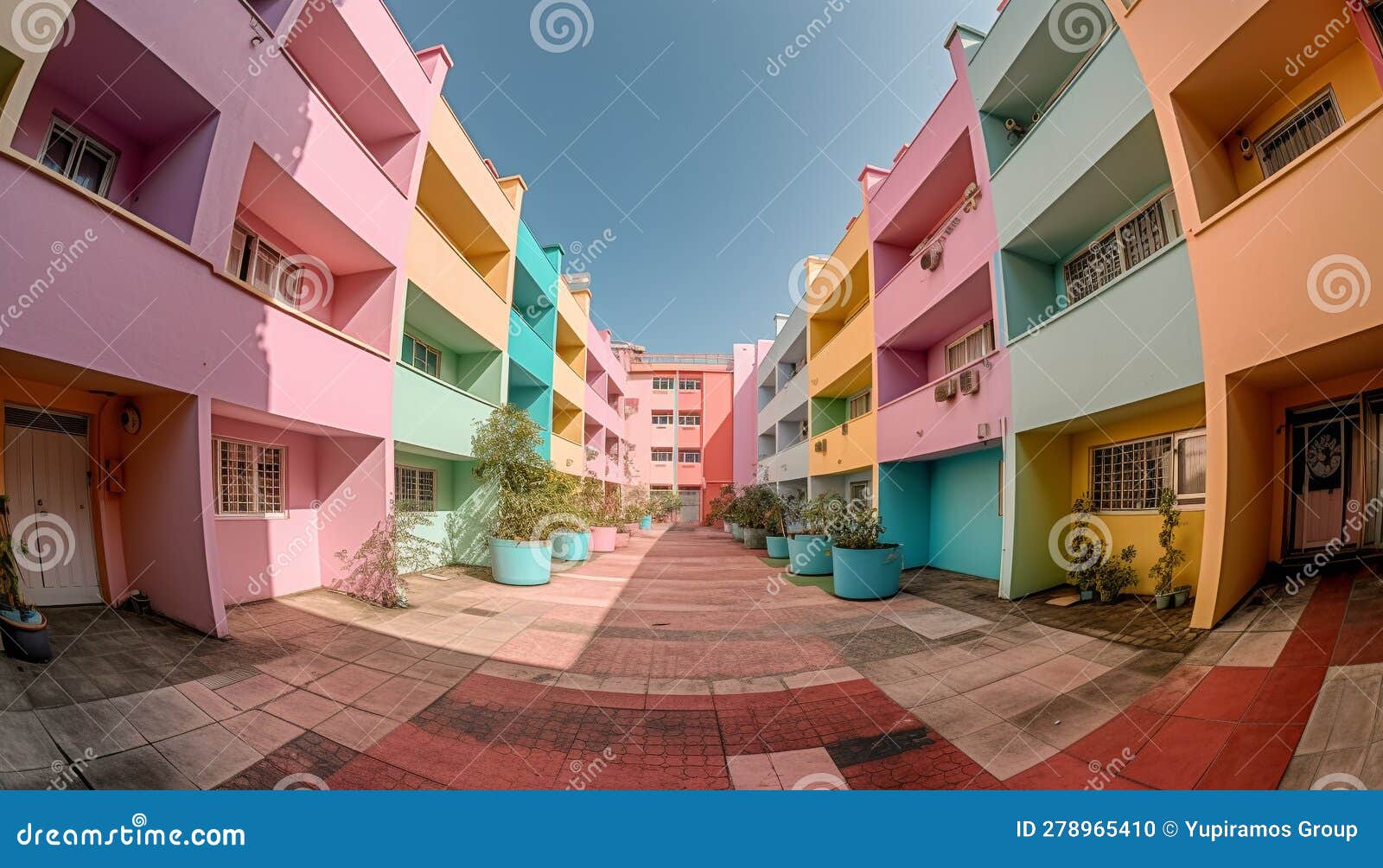 The Modern Building Facade Boasts Vibrant Colors and Elegant Design ...