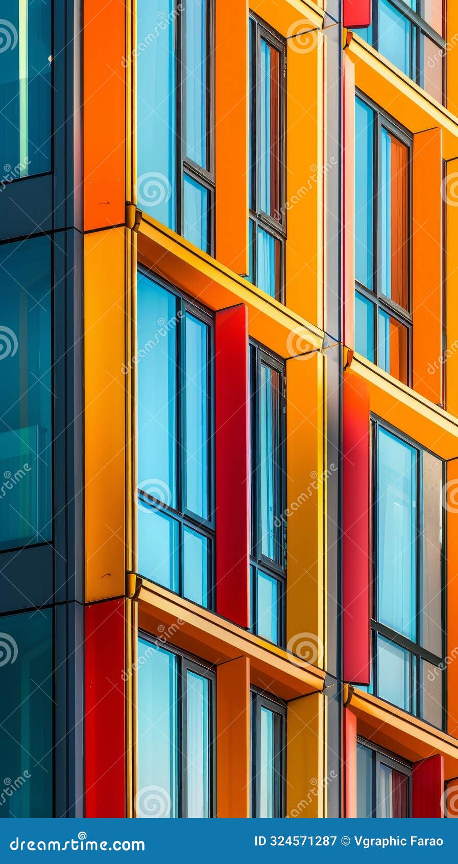 Modern Building Facade with Colorful Panels and Windows Stock Image ...