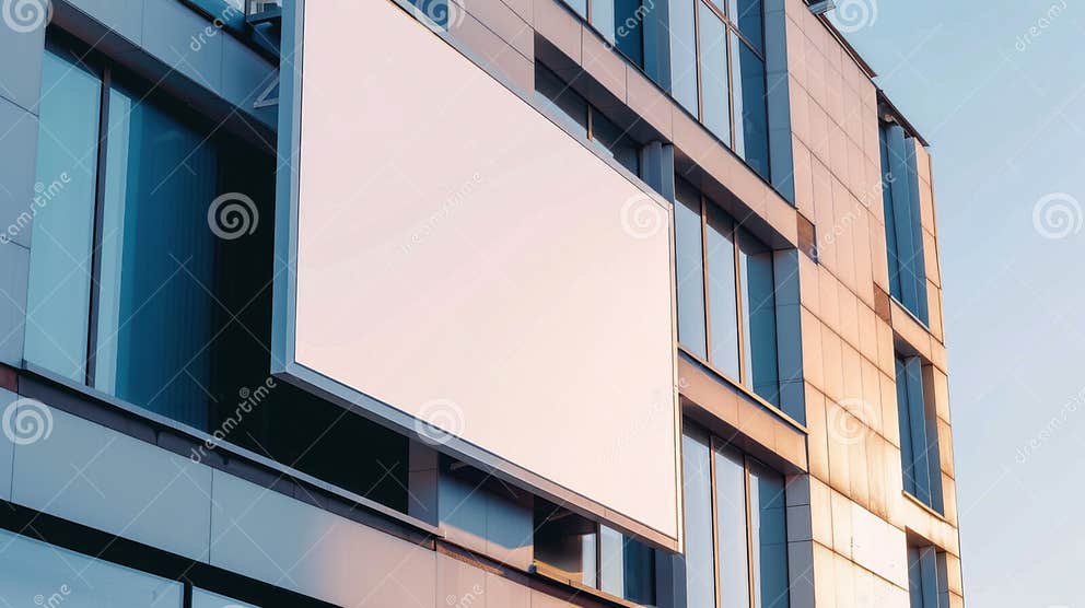 Modern Building Facade Featuring an Empty Billboard and Glass Windows ...