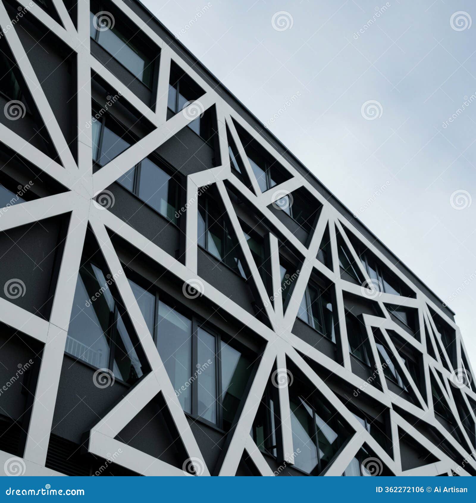Modern Building Facade Featuring Geometric Patterns of Intersecting ...