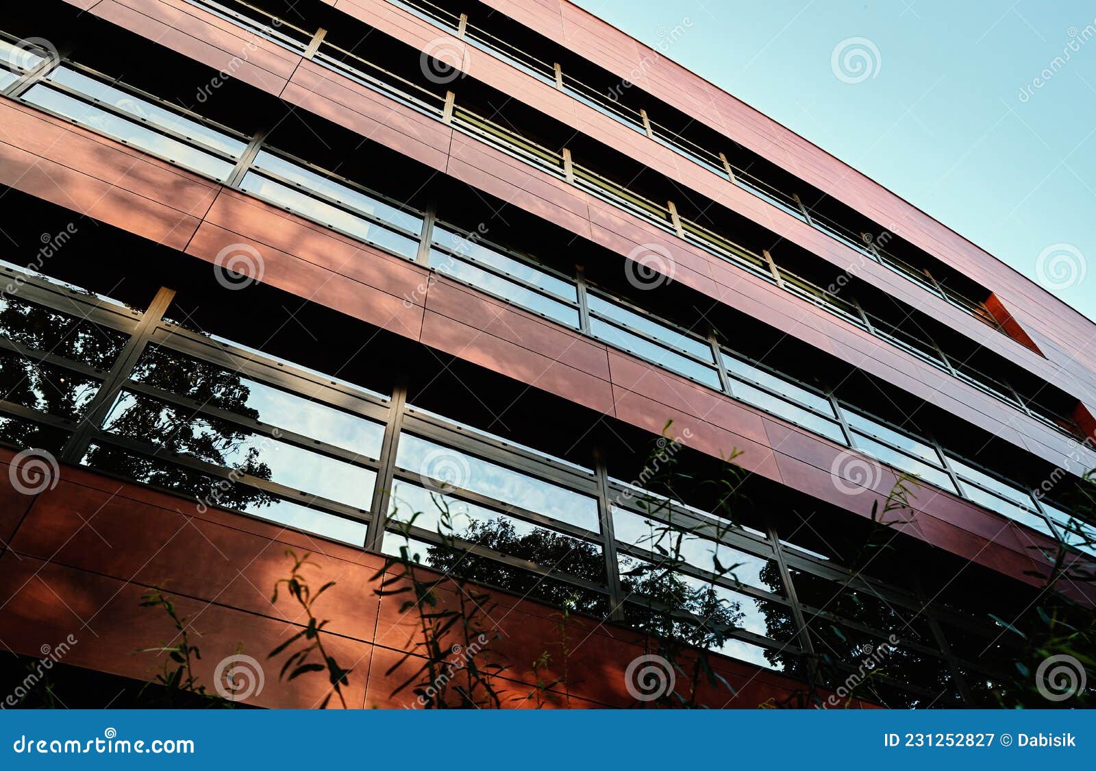 Modern Building Facade with Geometric Pattern Stock Image - Image of ...