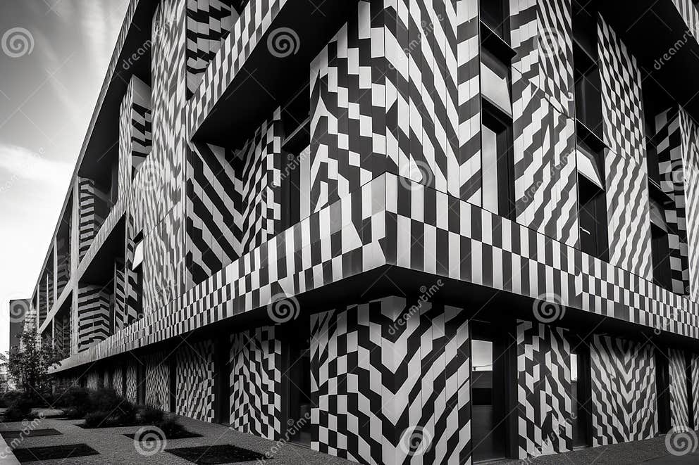 Modern Building Facade with Geometric Patterns and Lines, Creating Bold ...
