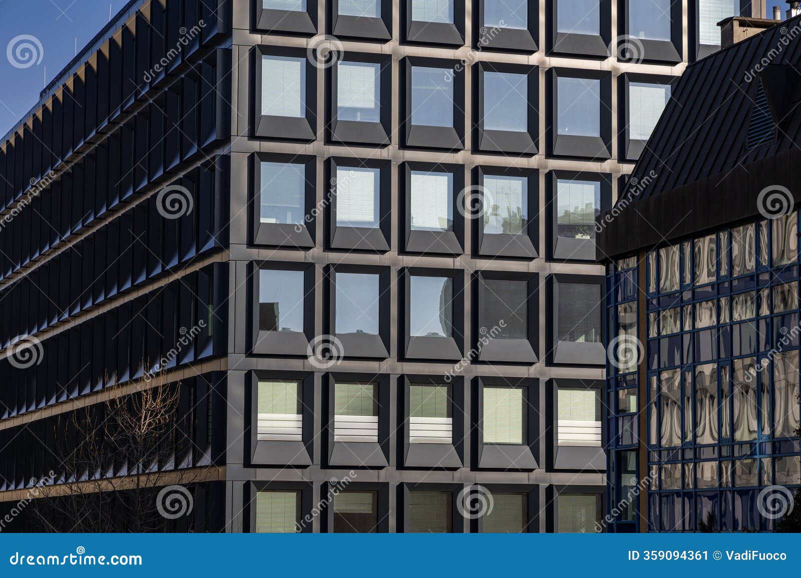 Modern Building Facade with Large Glass Windows. Business Office ...