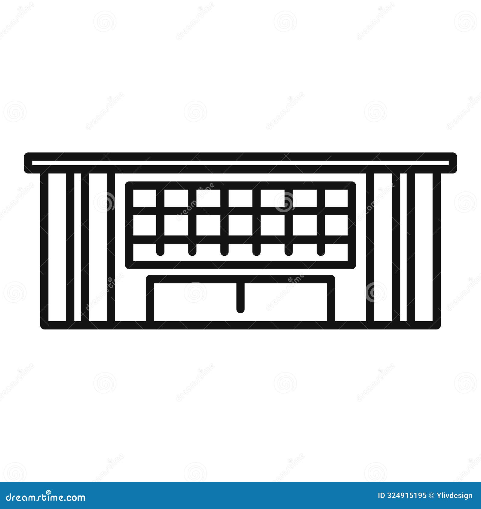 Modern Building Facade with Large Windows Line Art Drawing Stock Vector ...