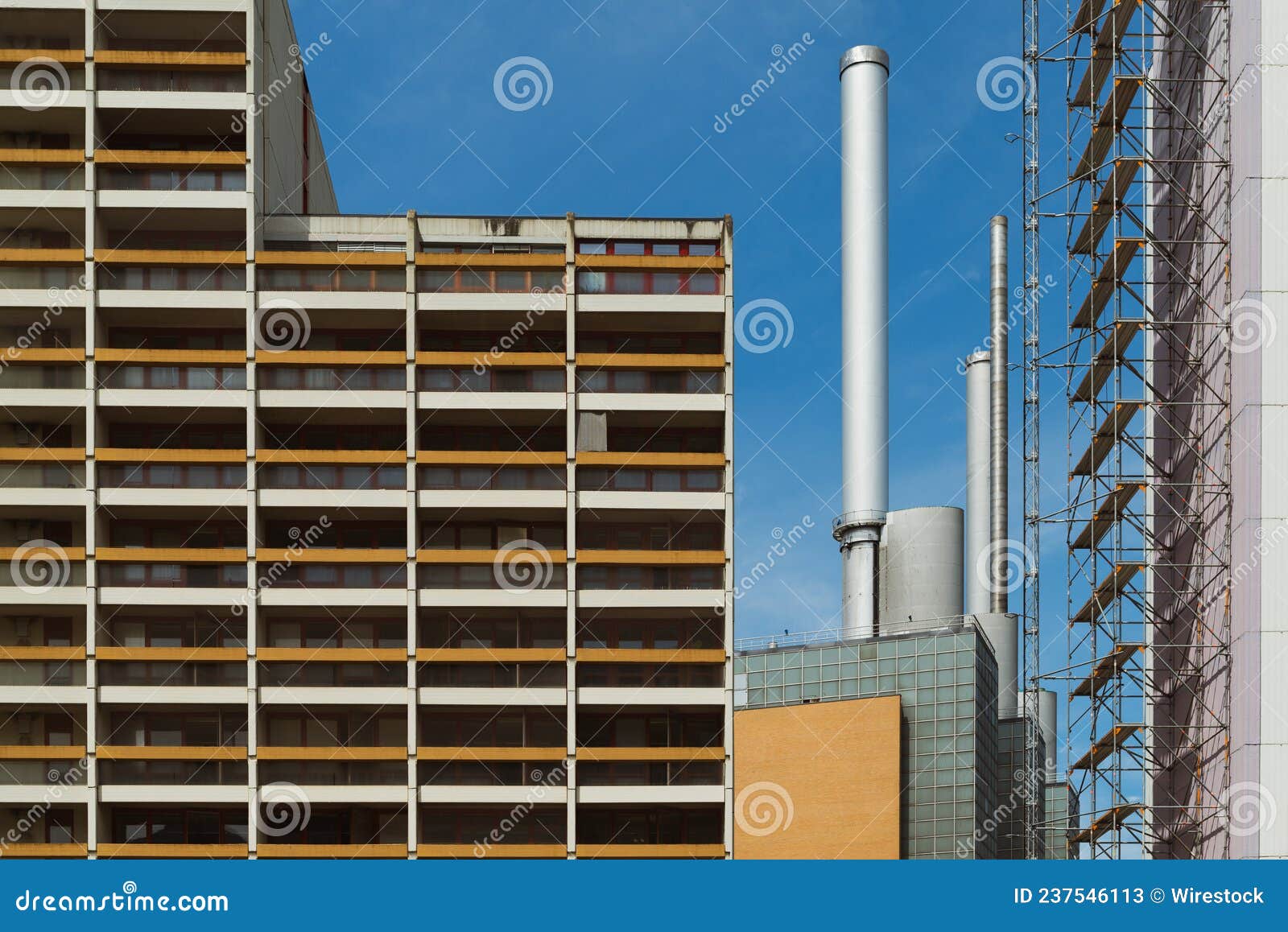 Modern Building Facade with Pipes in the Background. Stock Image ...