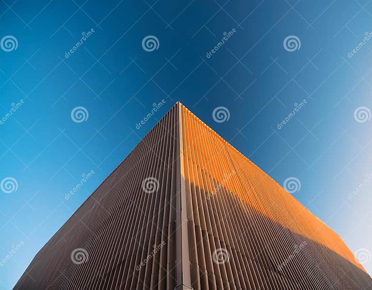 Modern Building Facade with Sharp Angles in Golden Hour Lighting Stock ...