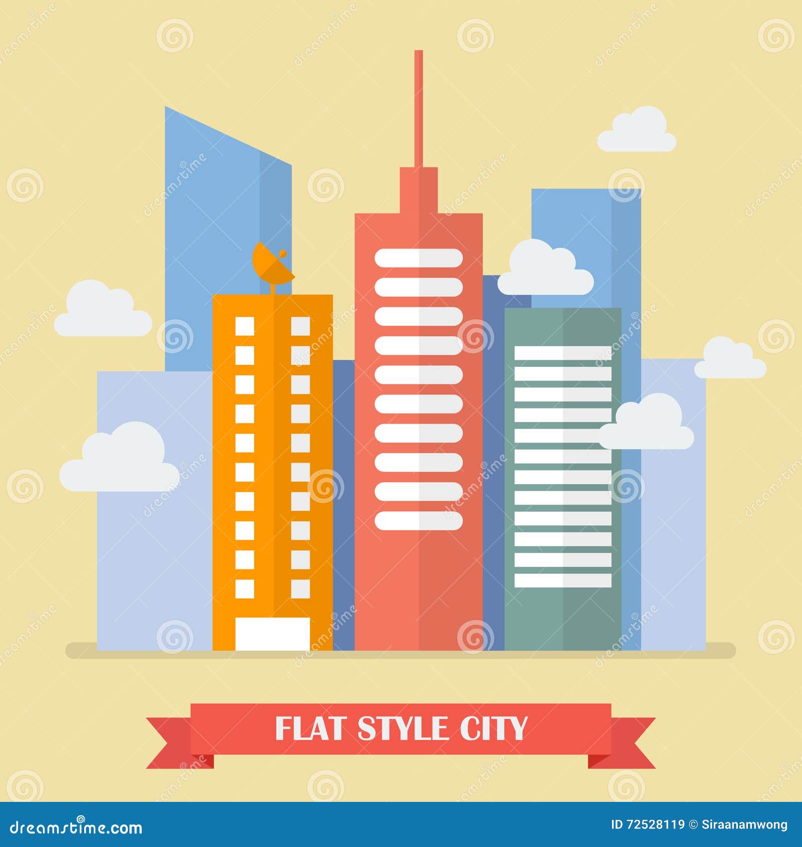 Modern Building in Flat Style Stock Vector - Illustration of concept ...