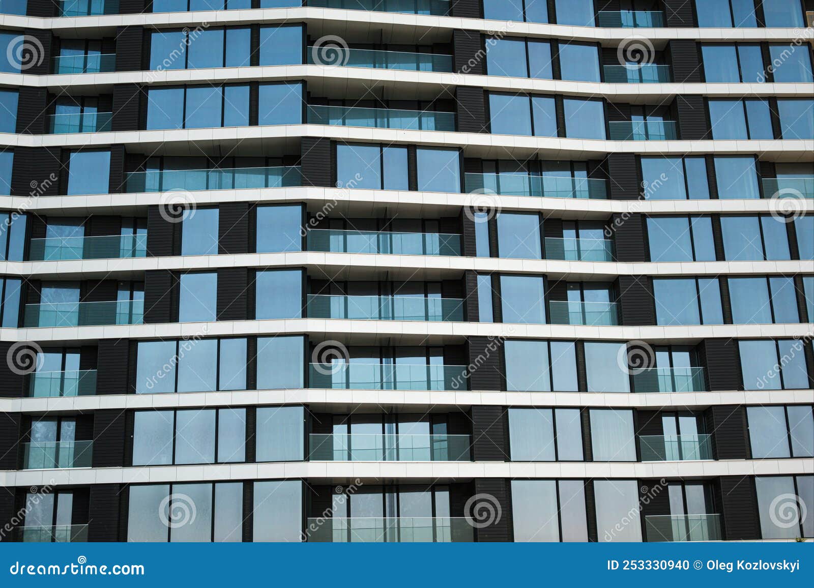 Modern Building Fragment. Windows and Balcony Stock Photo - Image of ...