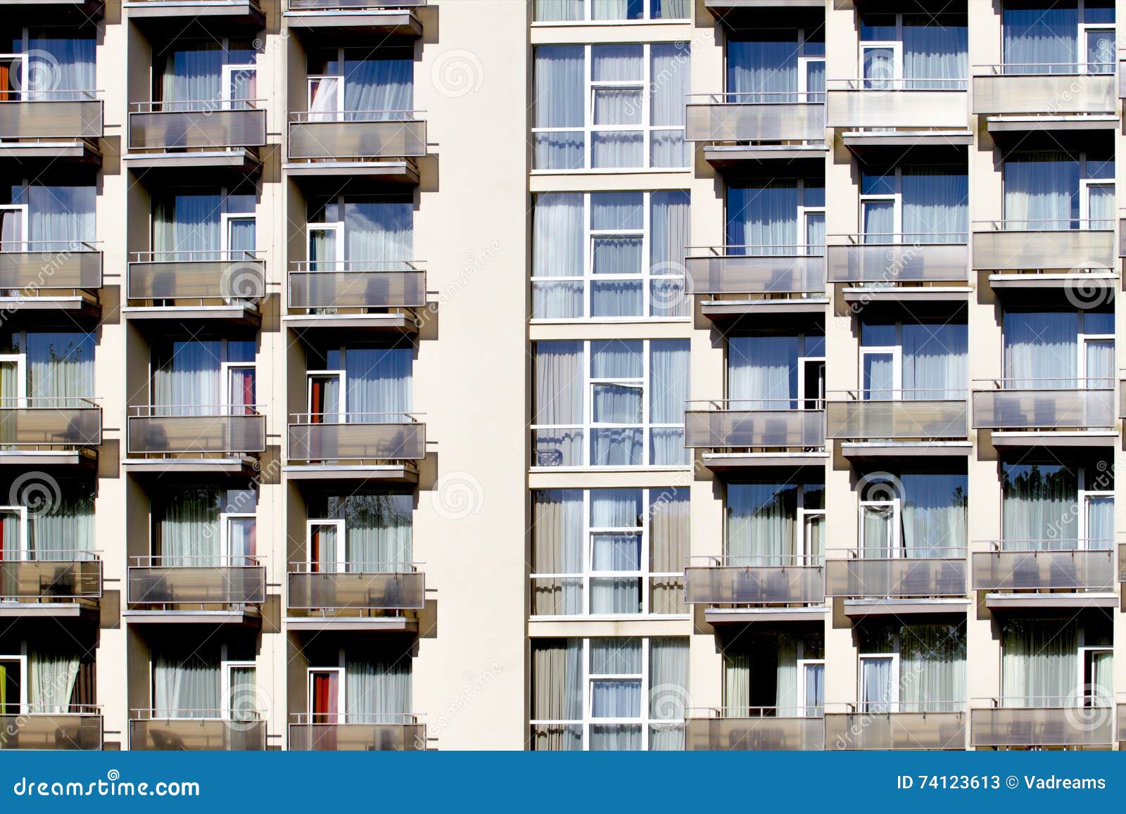 Modern Building Front Wall with Repeating Pattern of Windows and ...