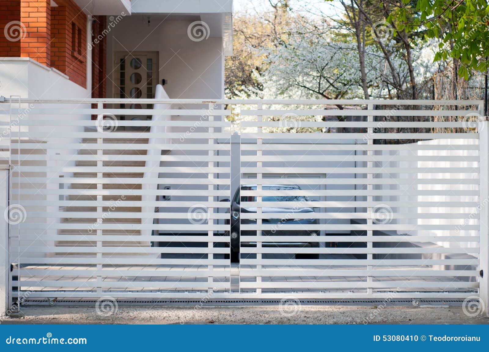 Modern building gates stock photo. Image of living, balcony - 53080410