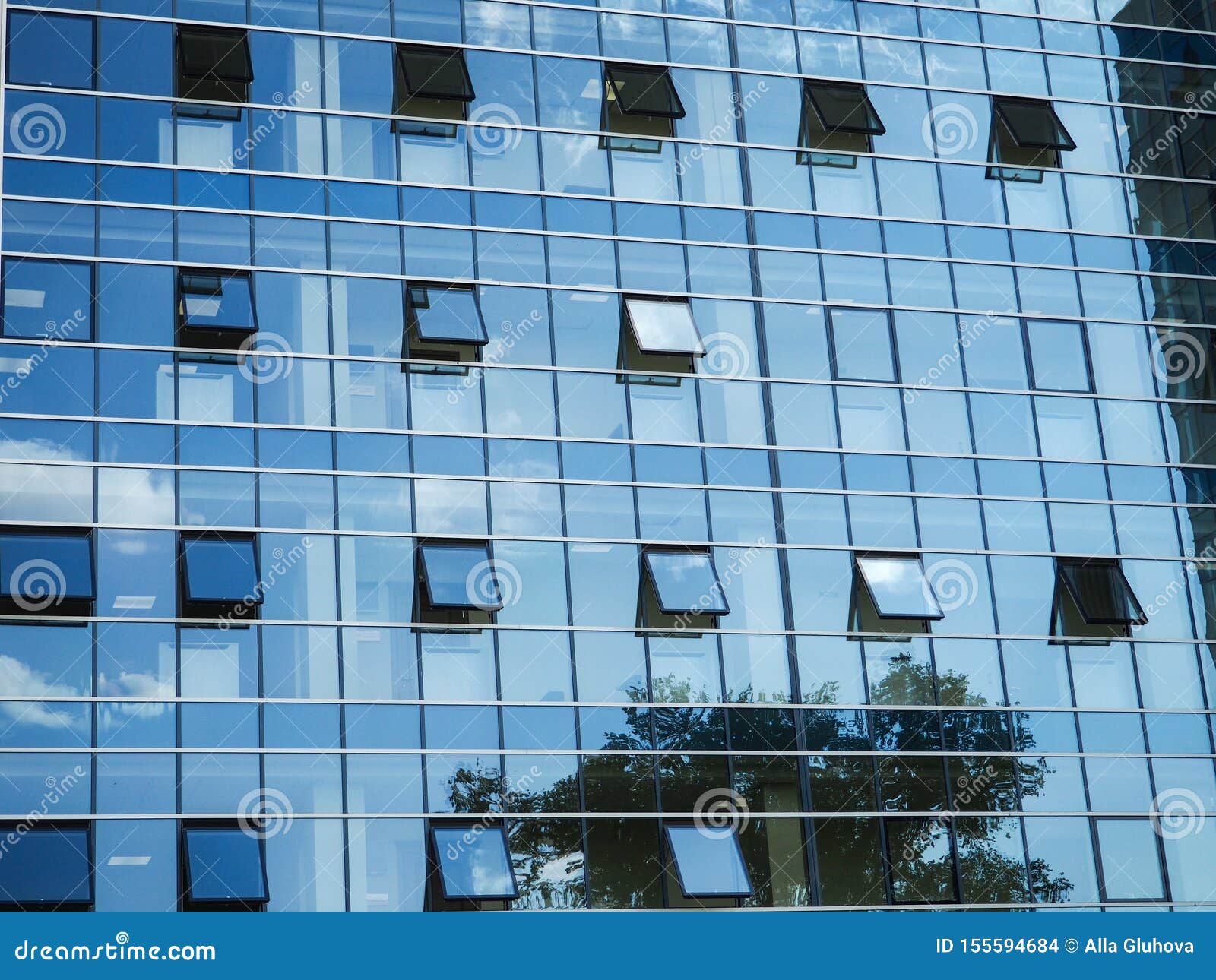Modern Building Glass Windows with Sky Reflection Stock Photo - Image ...