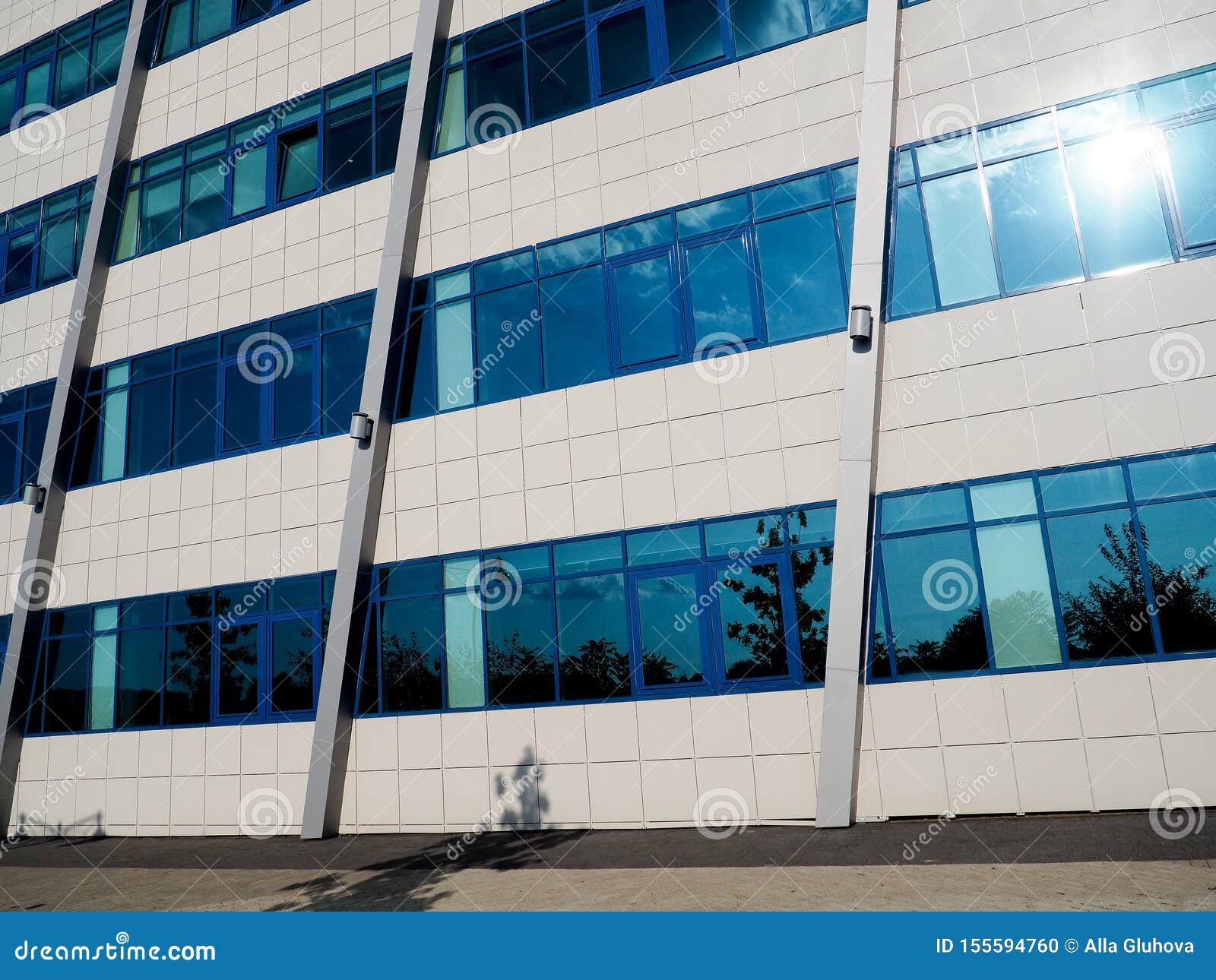 Modern Building Glass Windows with Sky Reflection Stock Photo - Image ...