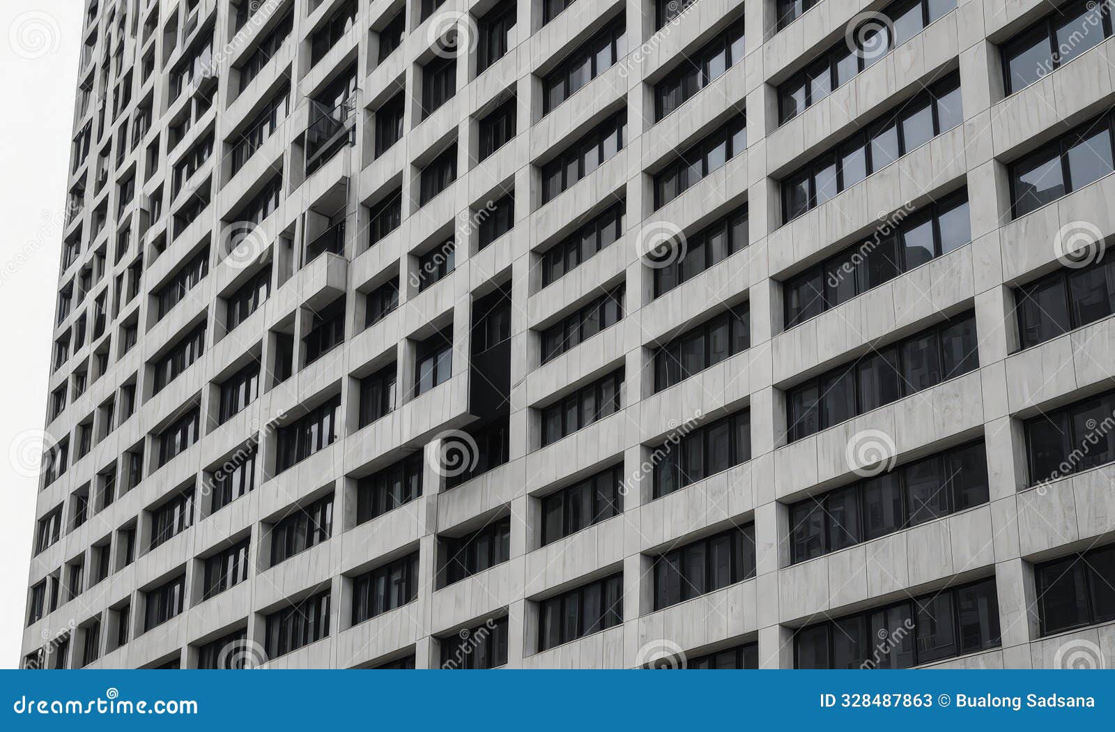 Modern Building with Grid-like Facade Rectangular Windows and Central ...
