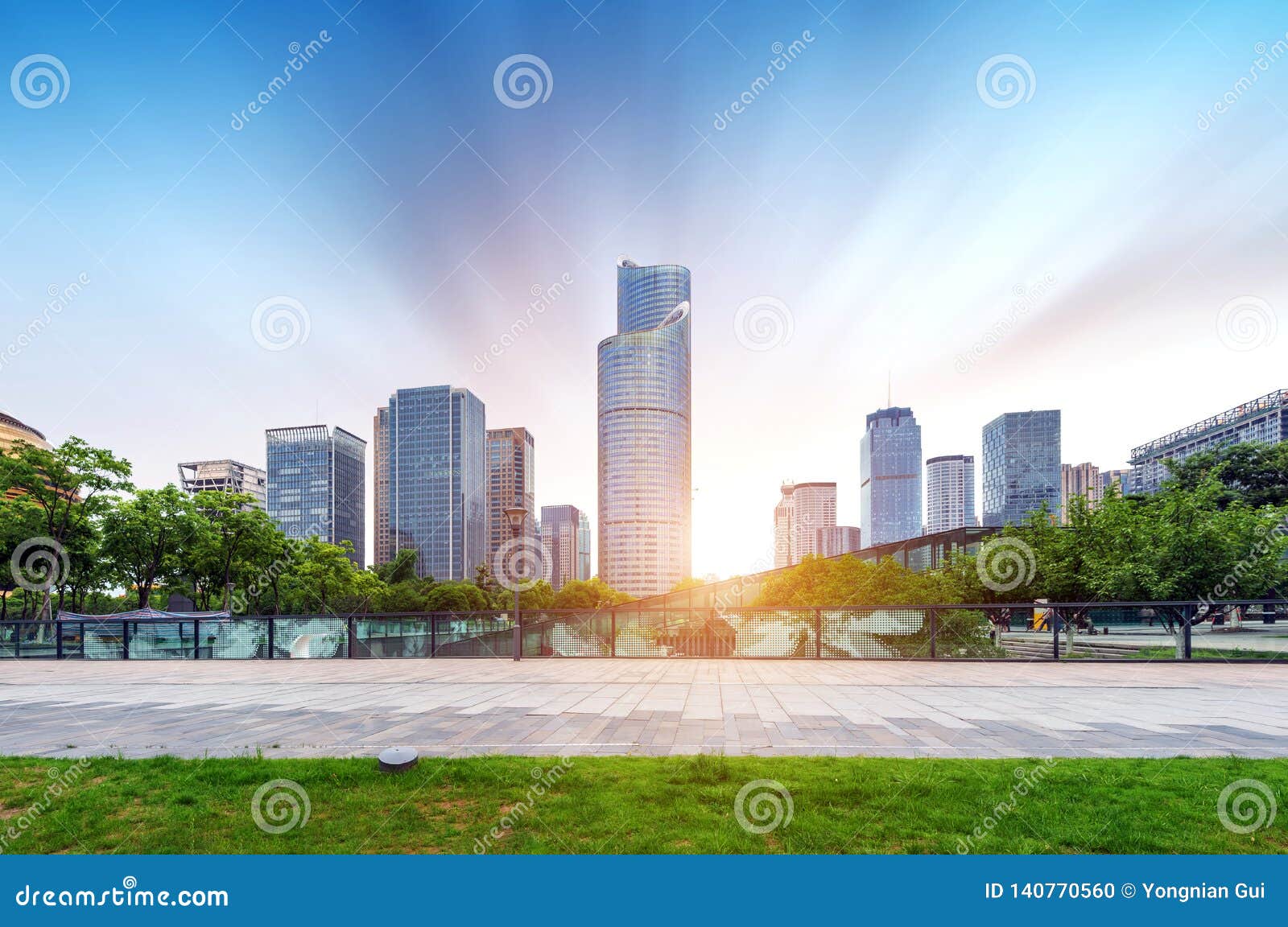 Modern Building in Hangzhou Stock Photo - Image of green, cloud: 140770560