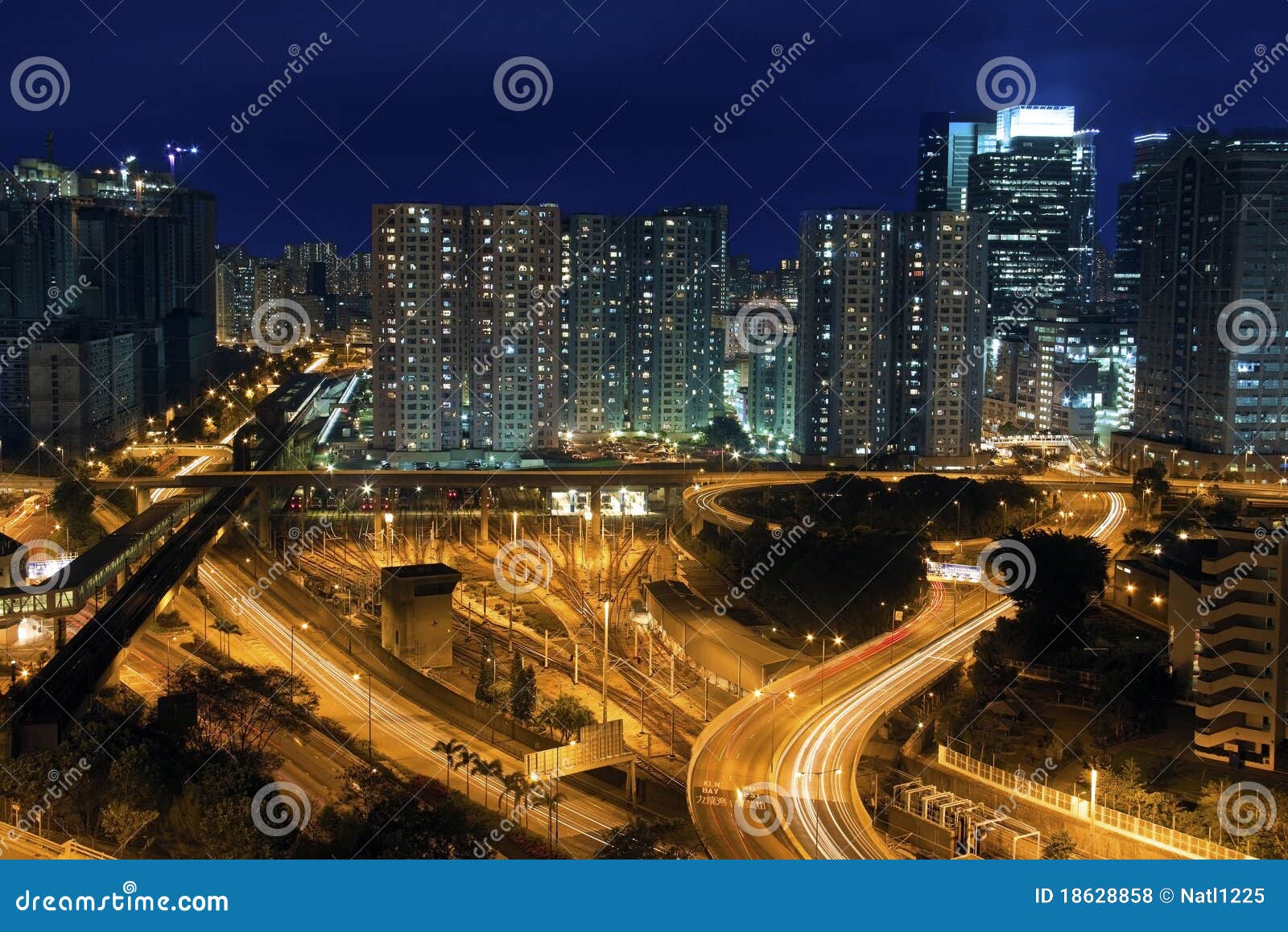 Modern Building In Hong Kong Stock Photo - Image of night, architecture ...