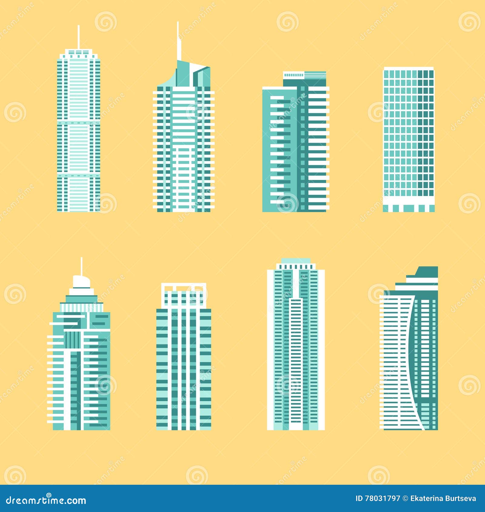 Modern building icon set stock vector. Illustration of office - 78031797