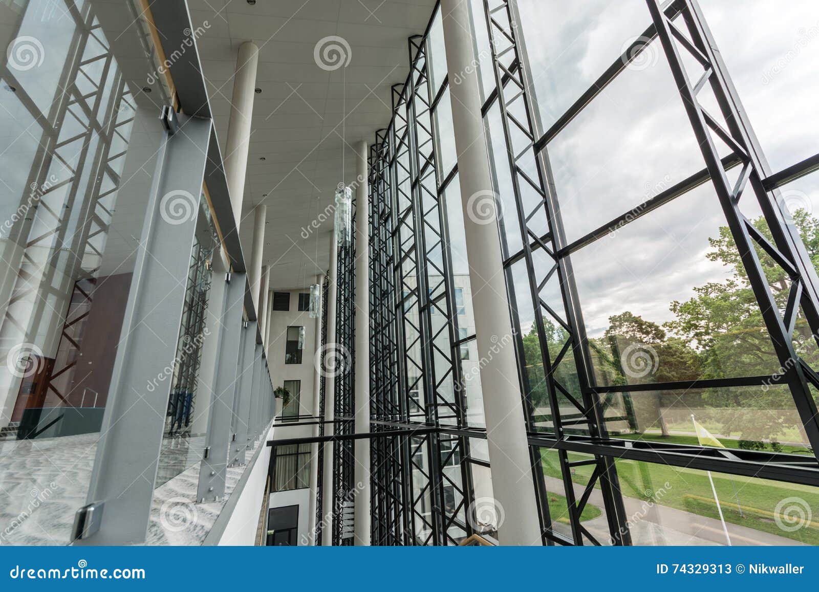 Modern Building Interior. Office Building. Big Bright Windows ...