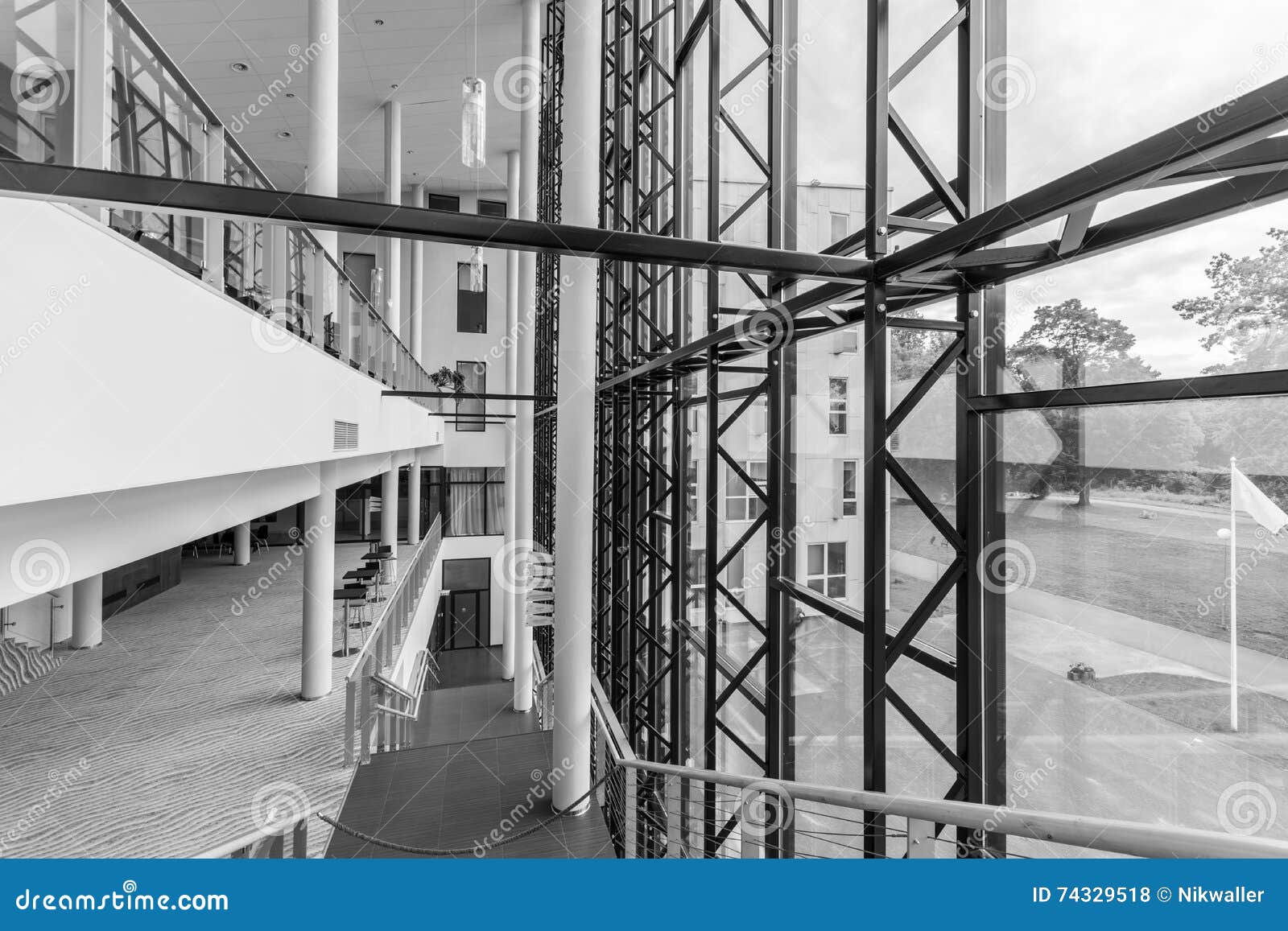 Modern Building Interior. Office Building. Big Bright Windows. Stock ...