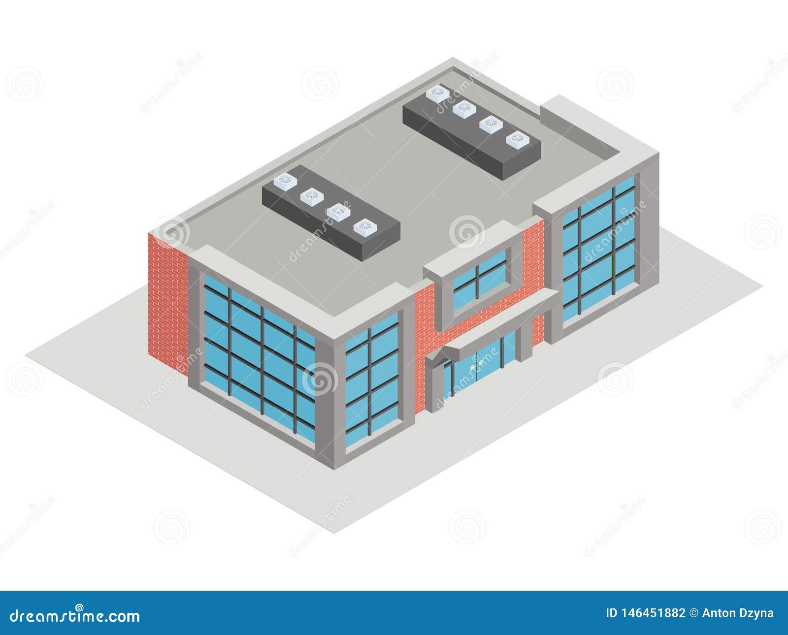 Modern Building Isometric Concrete and Brick Stock Illustration ...
