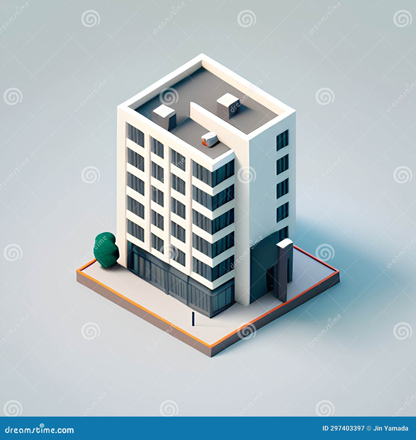 Modern Building Isometric View 3d Render on Gray Background with Shadow ...