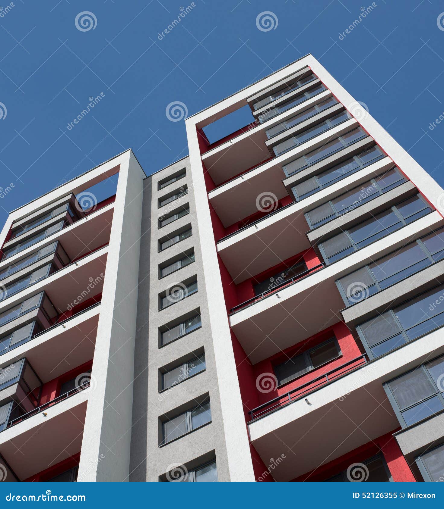 Modern Building with Large Windows and Blue Sky Stock Image - Image of ...