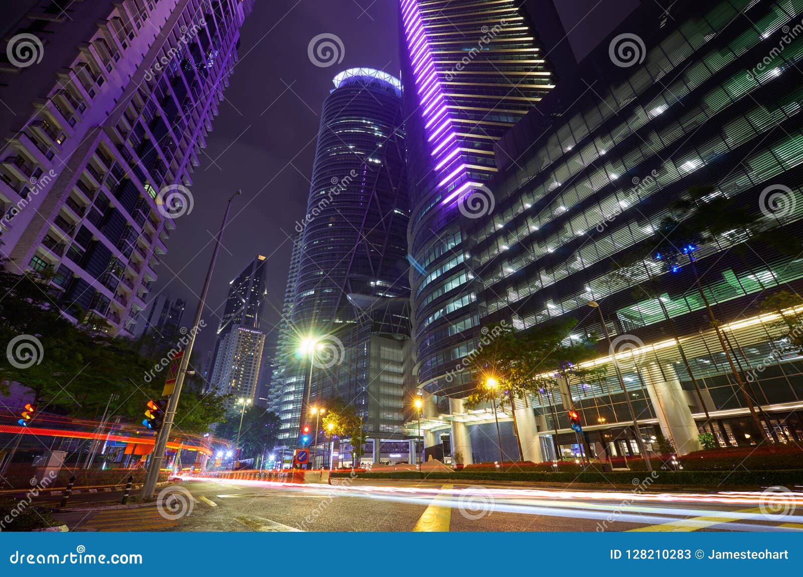 Modern Building with Light Trails Stock Image - Image of capital ...