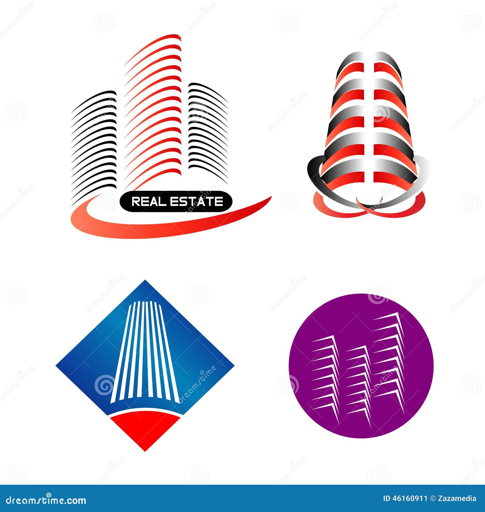 Modern building logo set stock vector. Illustration of communications ...