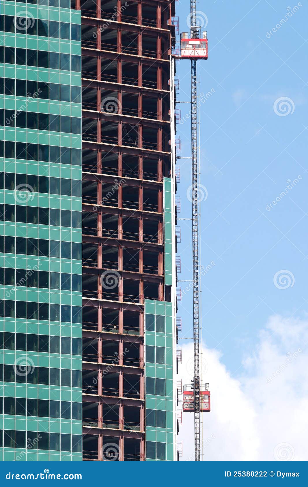 Modern Building with Long Construction Elevator Stock Photo - Image of ...